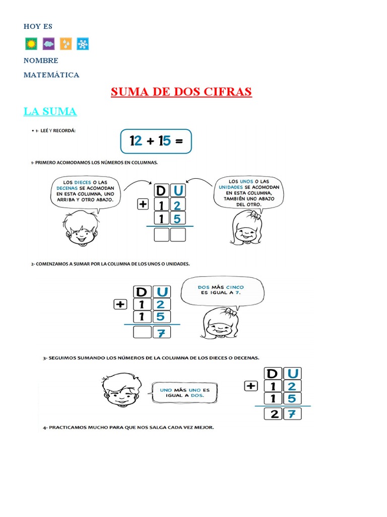 Sumas de Dos Cifras: Guía Práctica | PDF