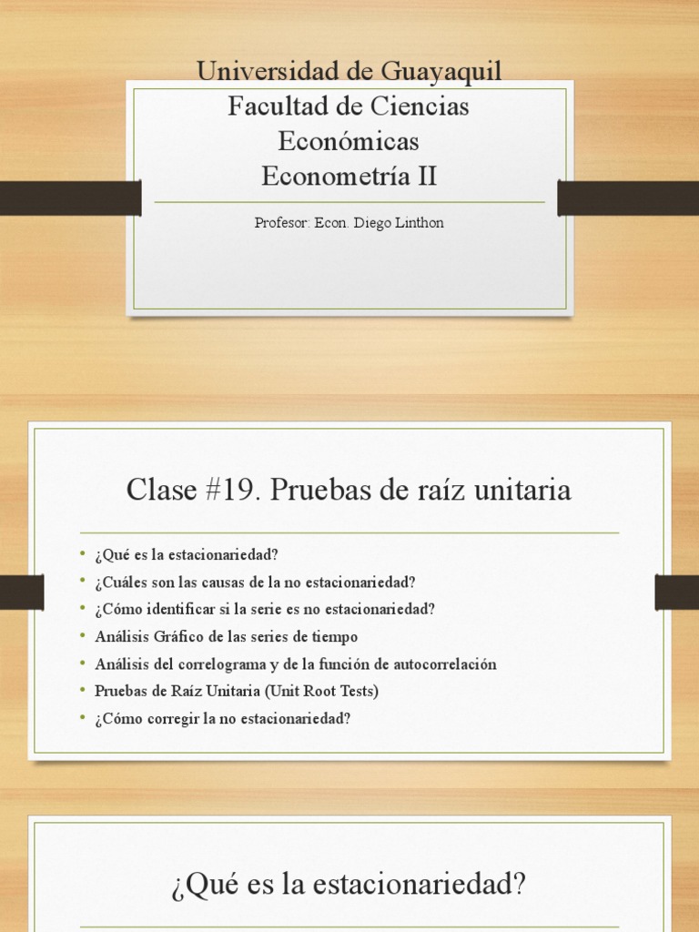 S10. Pruebas de Raiz Unitaria | PDF | Econometría | Análisis estadístico