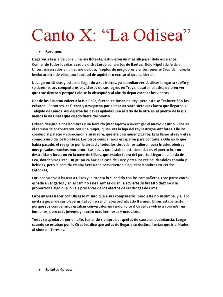 Canto X | PDF | Odiseo | Mitología griega
