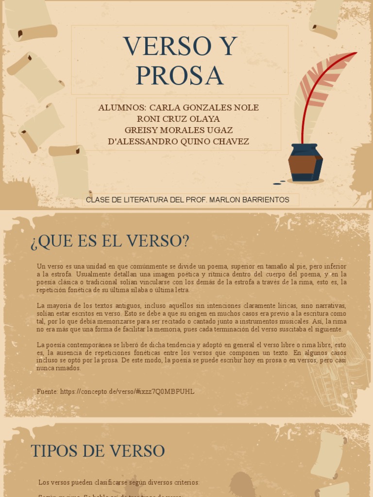 Verso y Prosa | PDF | Poesía | Prosa