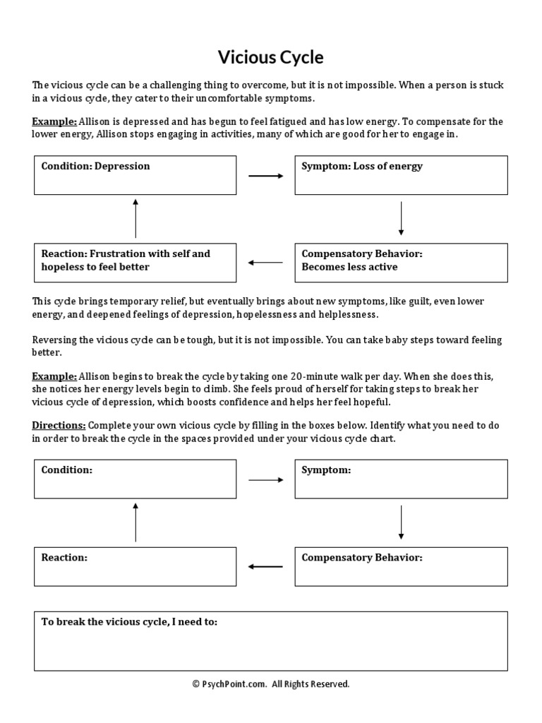 Vicious Cycle Worksheet (Depression) | PDF