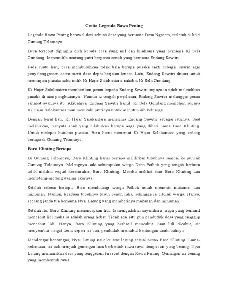 Cerita Legenda Rawa Pening | PDF