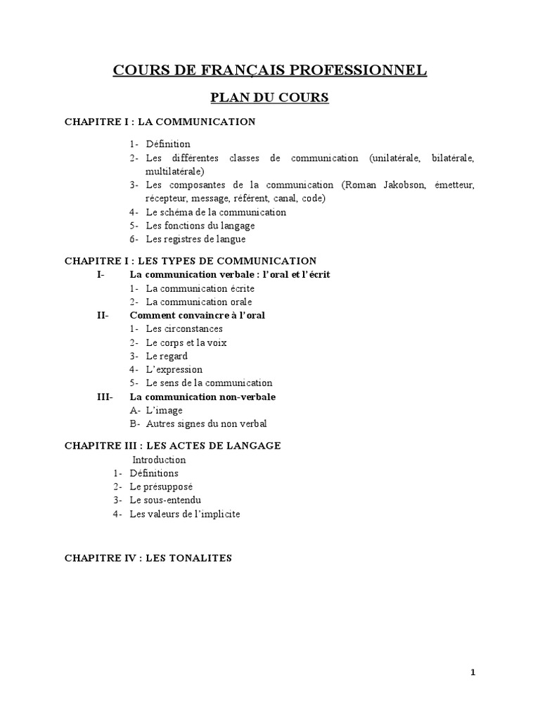 Cours de Communication Professionnelle | PDF | la communication ...
