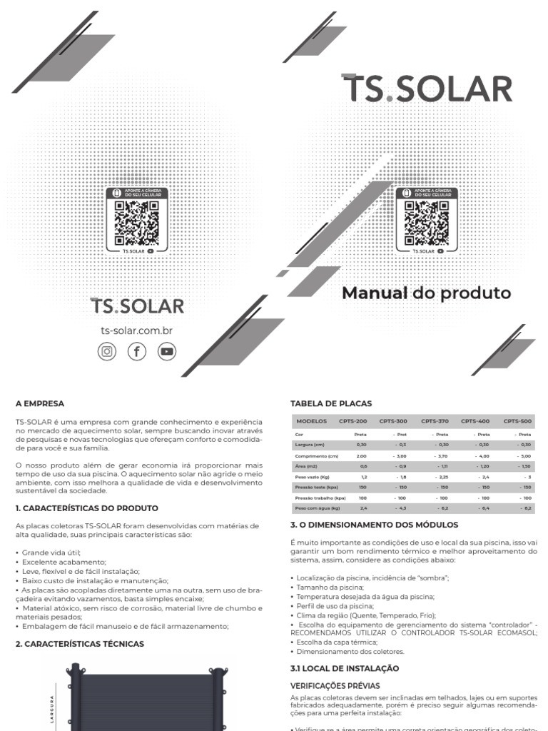 Manual TS-Solar - Placas | PDF | Calor | Energia solar