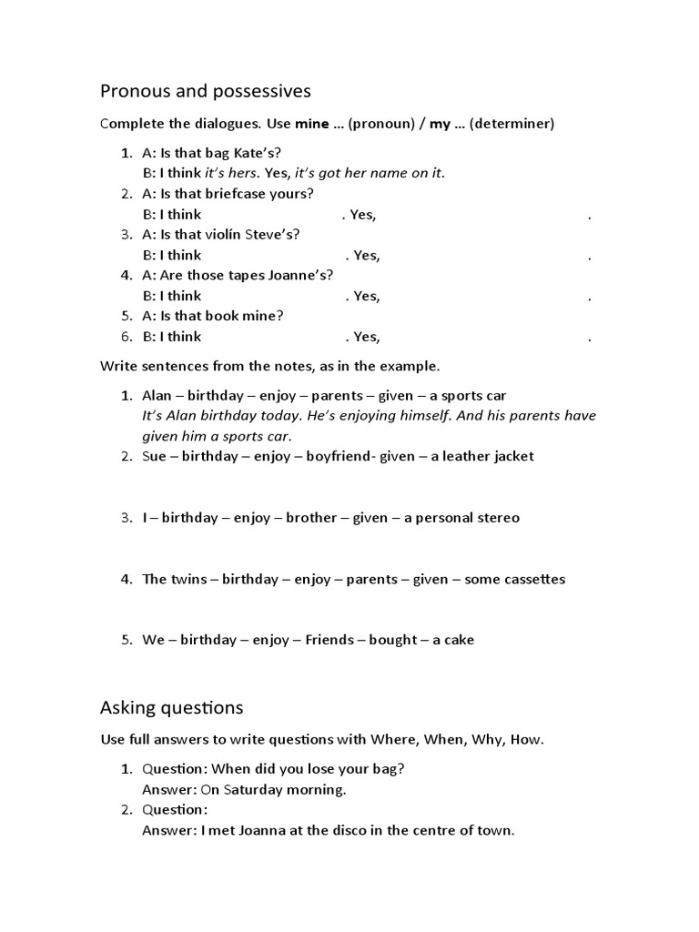 Exercicis Anglès Classes | PDF | Home & Garden