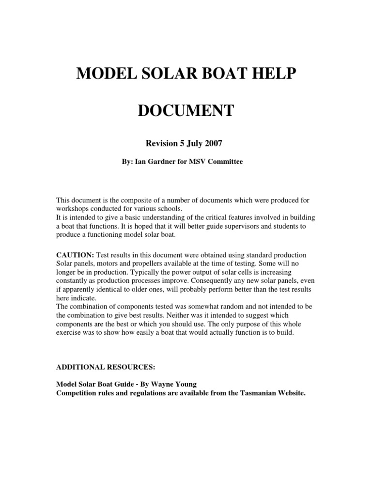 Model Solar Boat Help | Download Free PDF | Series And Parallel ...