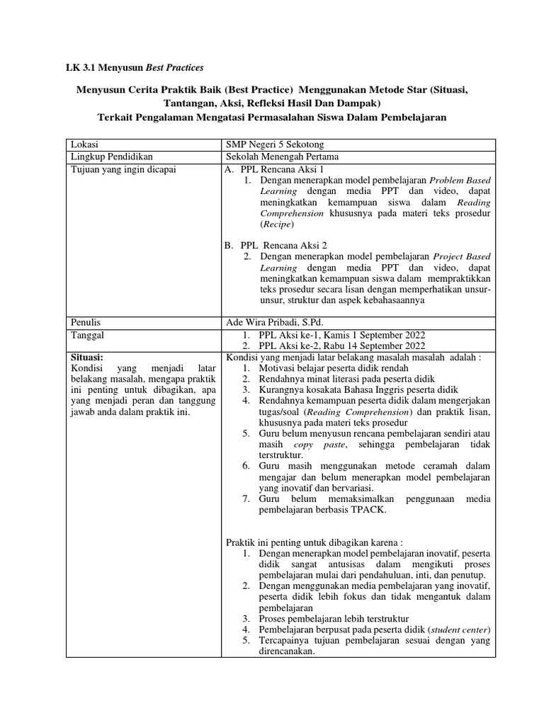 LK 3.1 Menyusun Best Practices | PDF