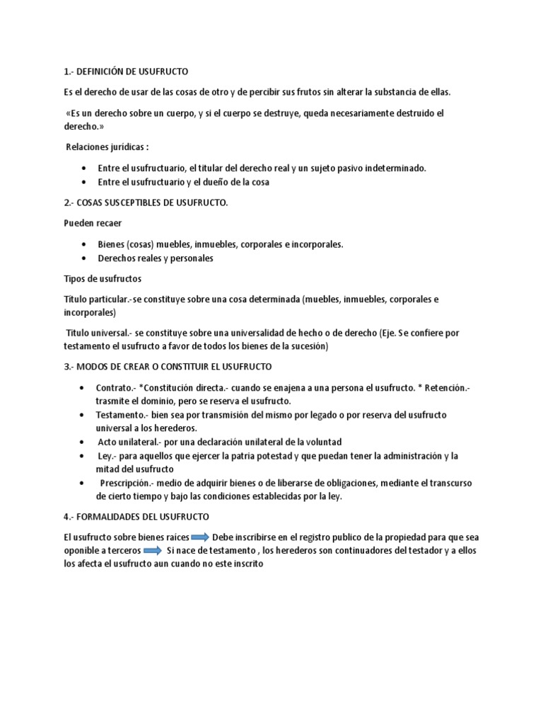 Derecho Real de Usufructo | PDF | Propiedad | Voluntad y testamento