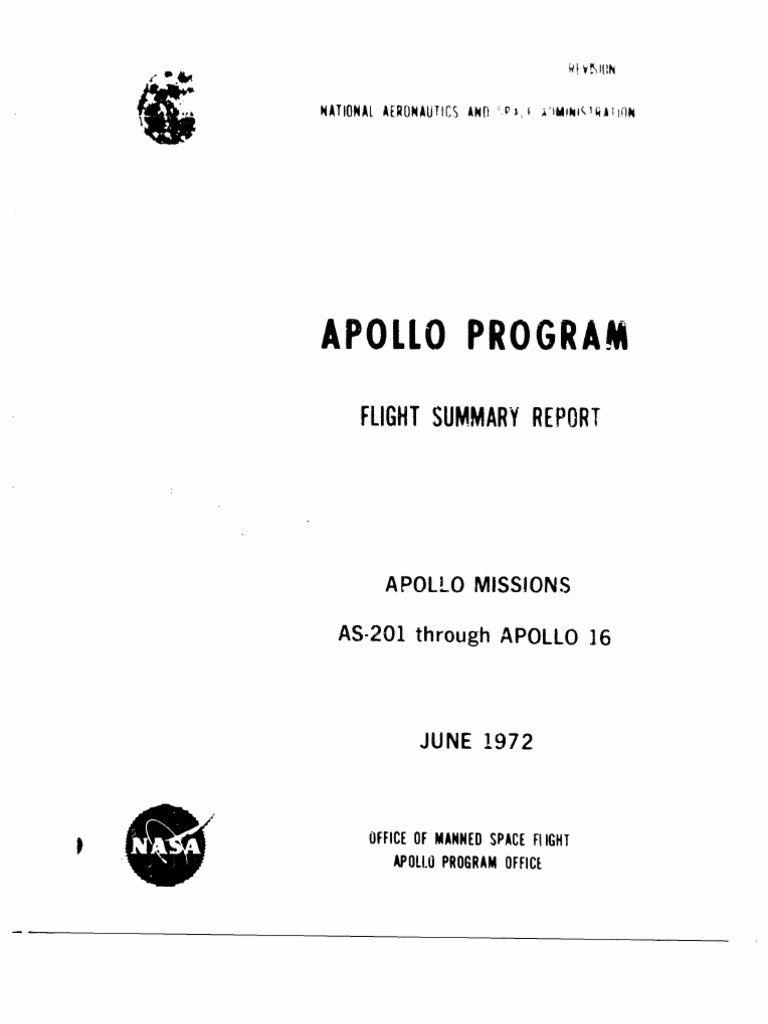 Apollo Program Flight Summary Report Apollo Missions AS-201 Through ...