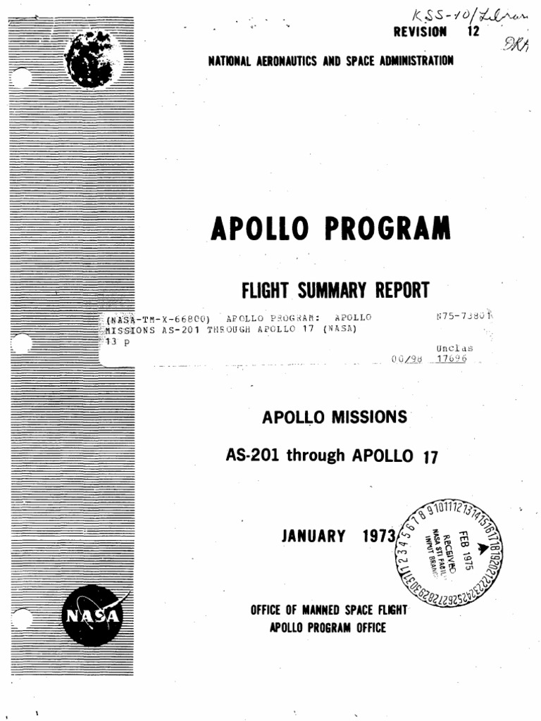 Apollo Program Flight Summary Report Apollo Missions AS-201 Through Apollo 17 | PDF | Apollo ...