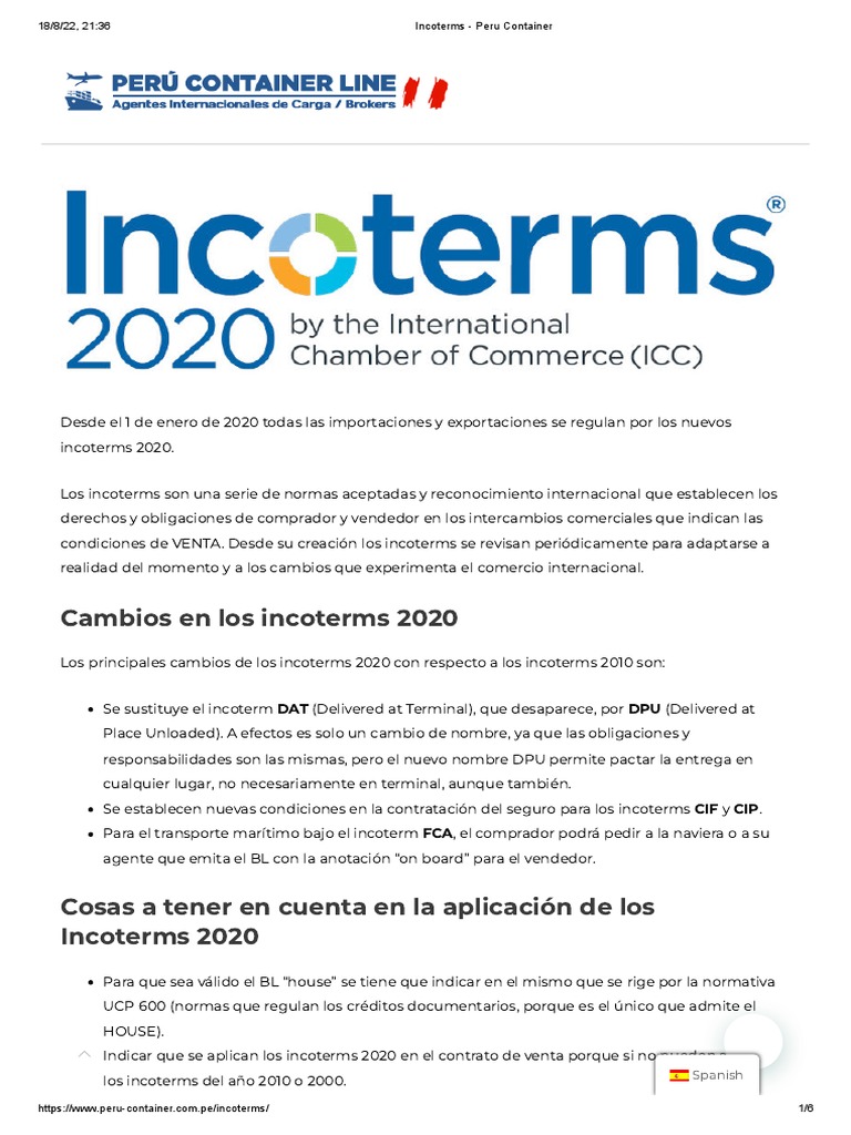 Incoterms - Peru Container | PDF | Business | Bienes de consumo