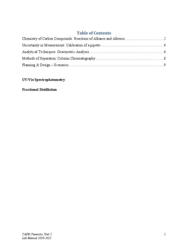 Unit 2 Lab Manual Chemistry | PDF | Chromatography | Alkene