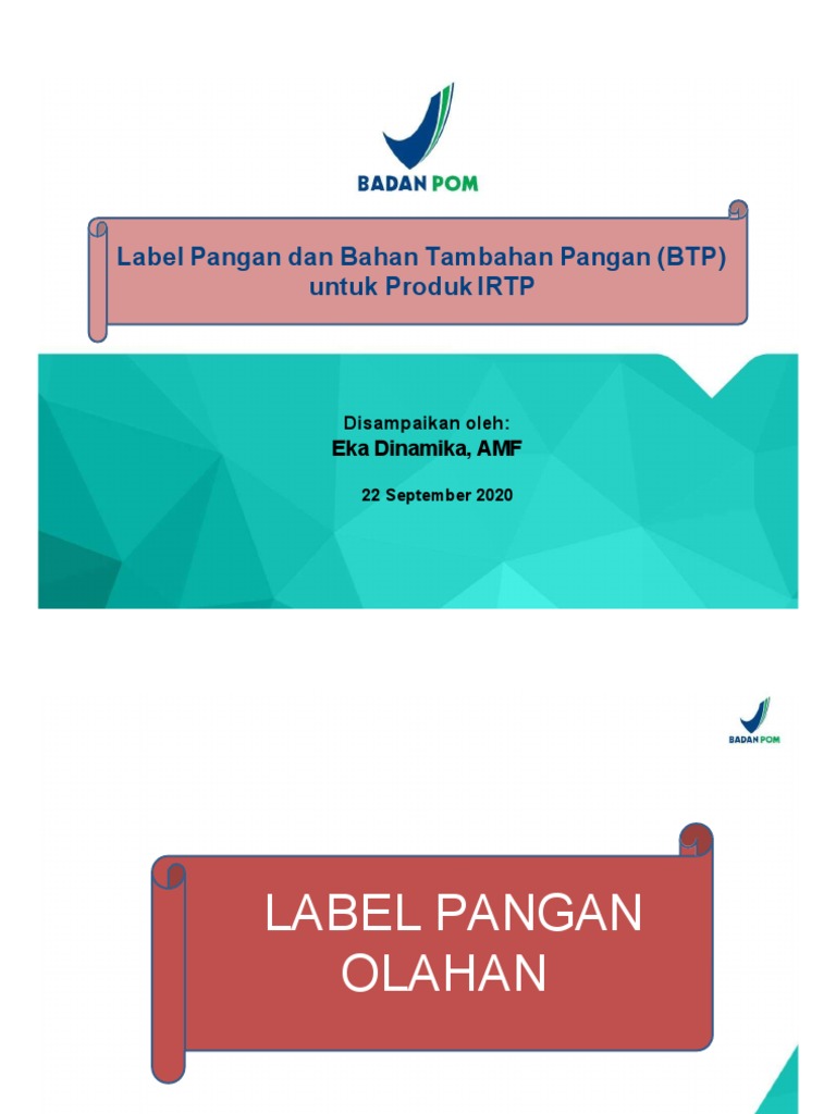 Panduan Label Pangan Olahan IRTP | PDF