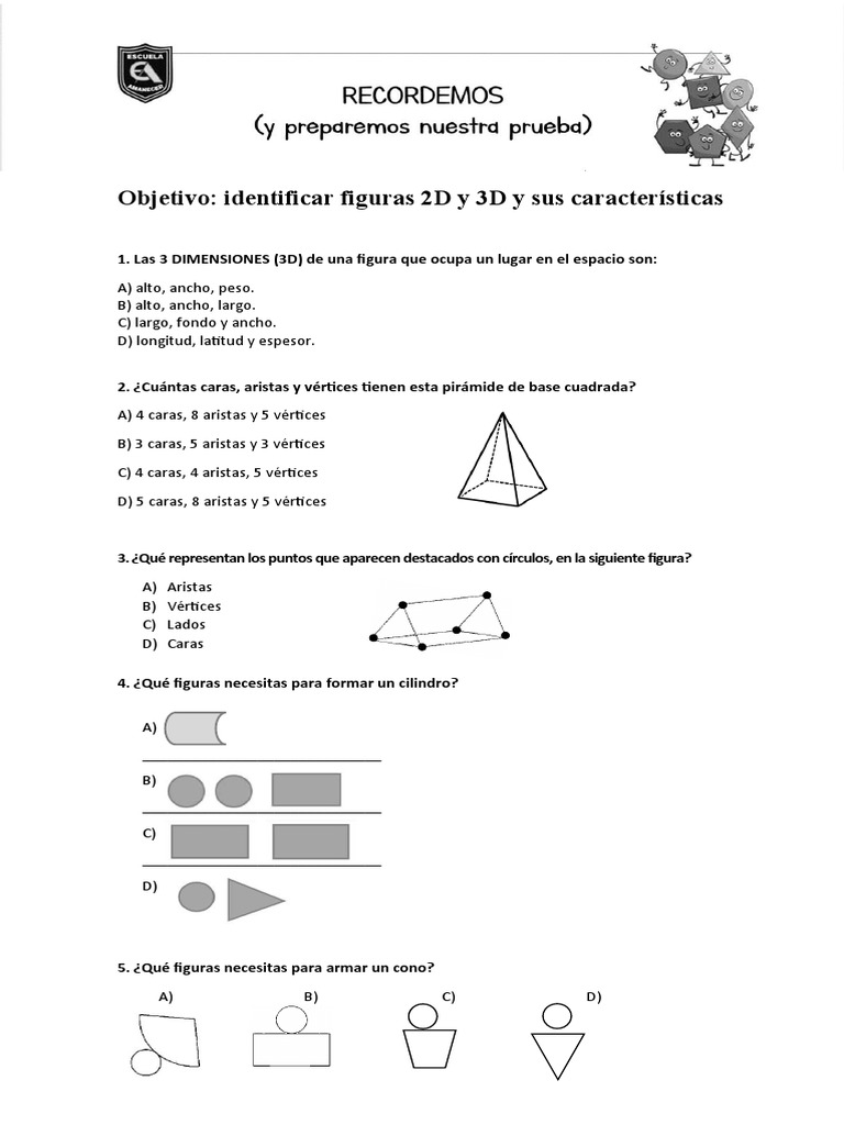 Figuras 2D y 3D para Tercero Básico | PDF | Métodos y materiales de ...