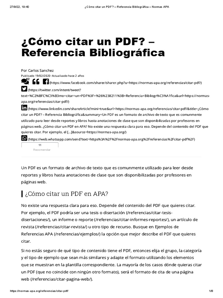 ¿Cómo Citar Un PDF - Referencia Bibliográfica - Normas APA | PDF | Estilo apa | Citación