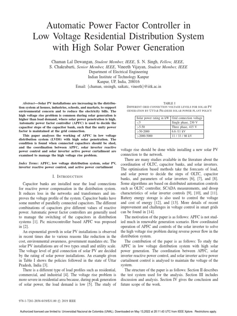 Automatic Power Factor Controller in Low Voltage | Download Free PDF ...