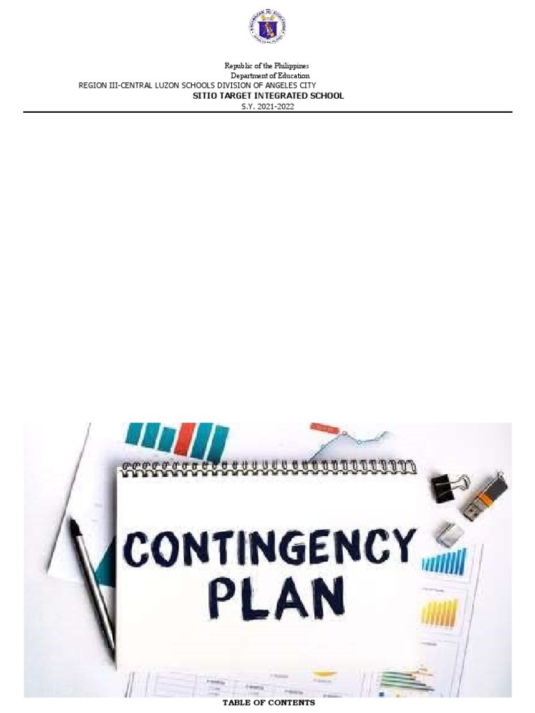 Contingency Plan for Sitio Target School | PDF | Quarantine | Sanitation