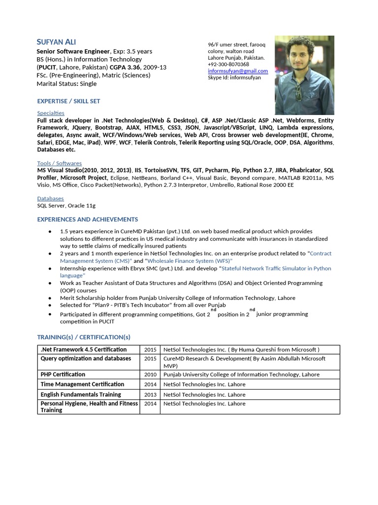 Sufyan - Ali - Resume 2 | PDF | Cross Platform Software | World Wide Web