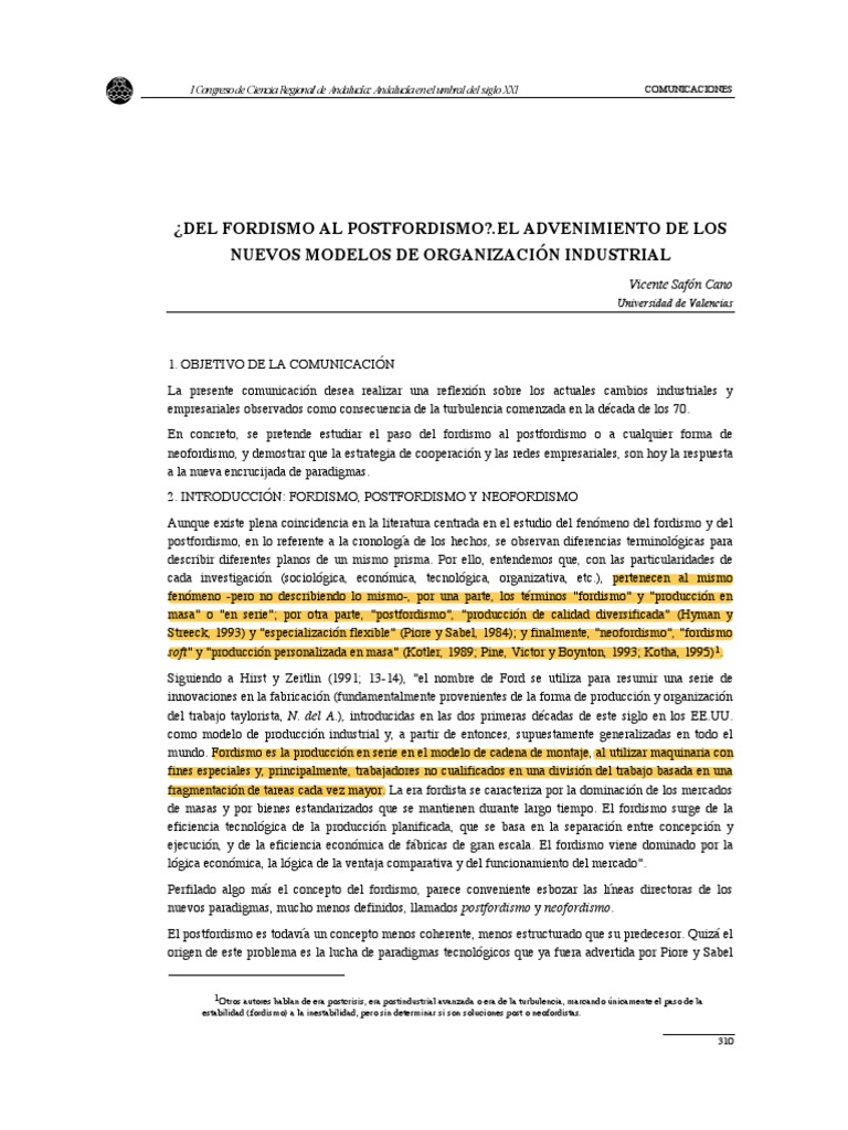 ¿Del Fordismo Al Postfordismo? | PDF | Mercado (economía) | Business