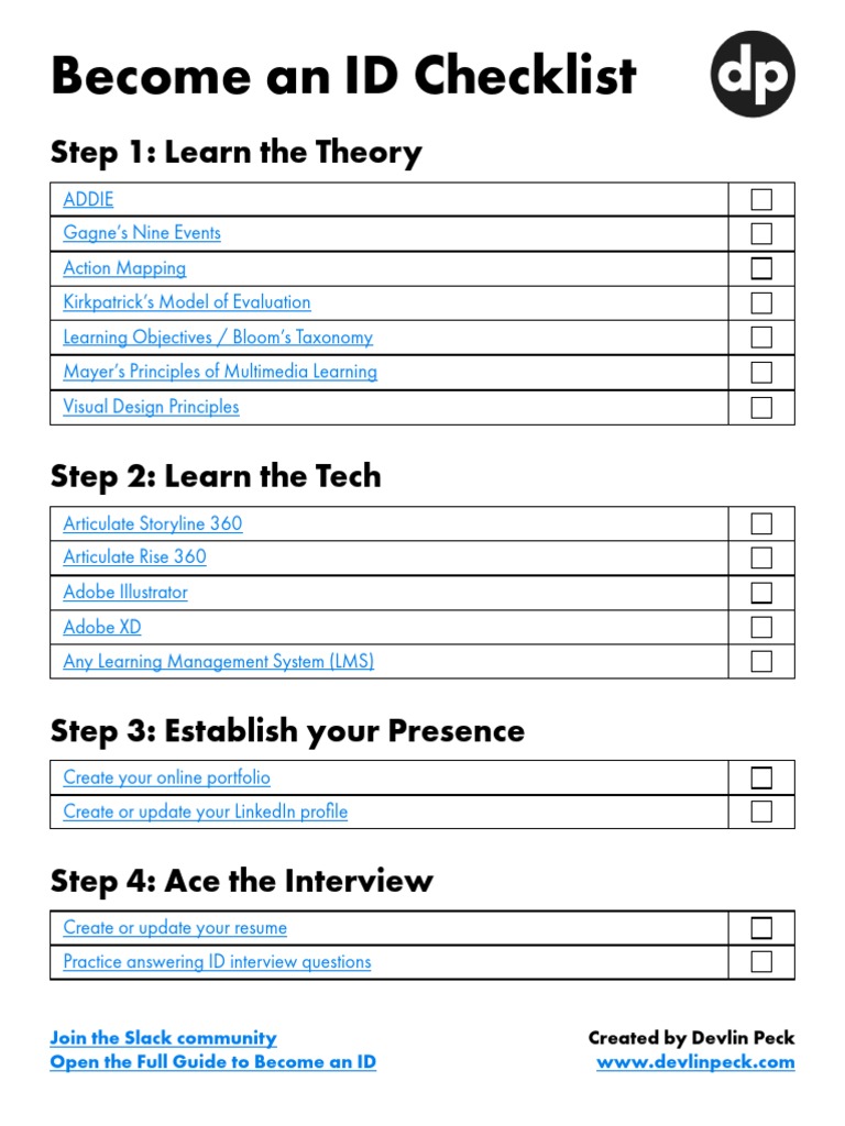 Become An ID Checklist | PDF | Art | Computers