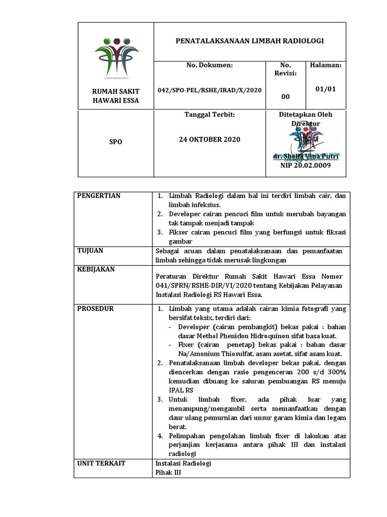 SPO Penatalaksanaan Limbah Radiologi | PDF