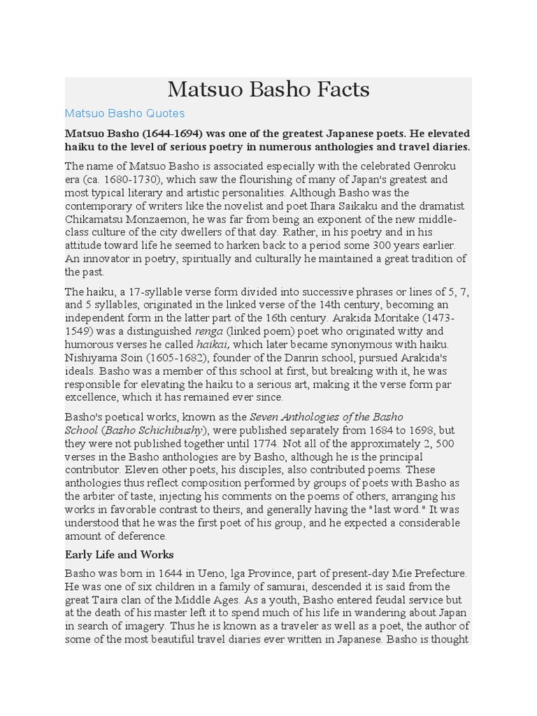 Matsuo Basho | Download Free PDF | Haiku | Poetry