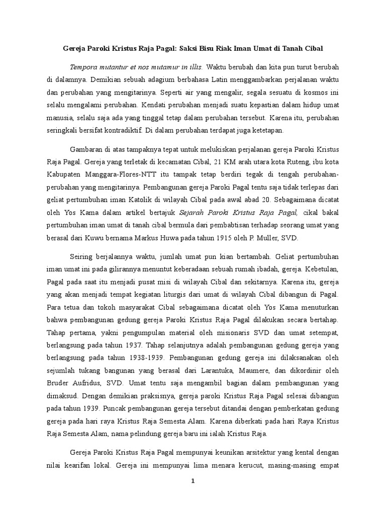 Feature Gereja Paroki Kristus Raja Pagal | PDF