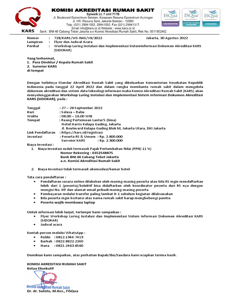 Workshop SIDOKAR untuk Akreditasi RS | PDF