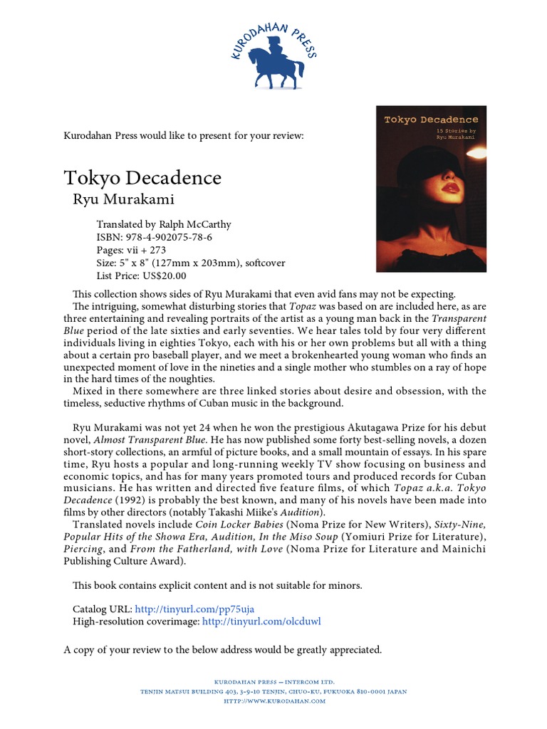 Murakami Decadence | PDF | Poetry | General Fiction