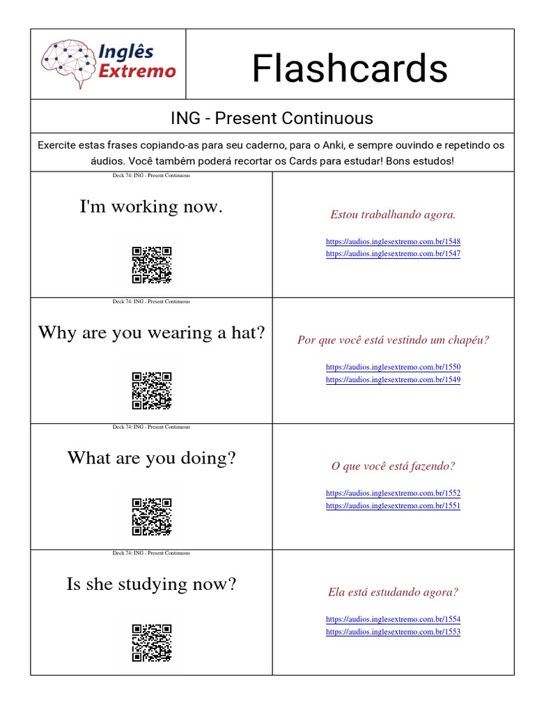 Present Continuous Flashcards Guide | PDF | Language Arts & Discipline ...