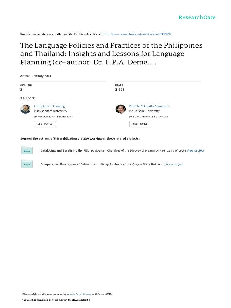 4 Language Policies in The Philippines and Thailand | PDF | Philippines | Academic Journal