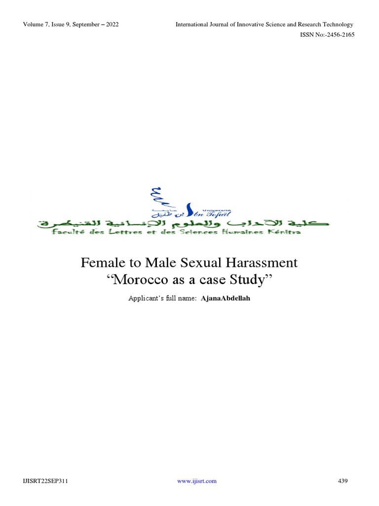 Female To Male Sexual Harassment "Morocco As A Case Study" | PDF | Sexual Harassment | Gender