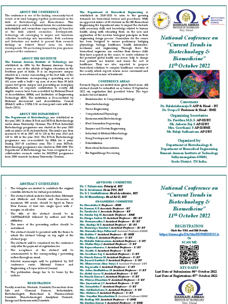 Current Trends in Biotechnology & Biomedicine 22 Brochure | PDF ...
