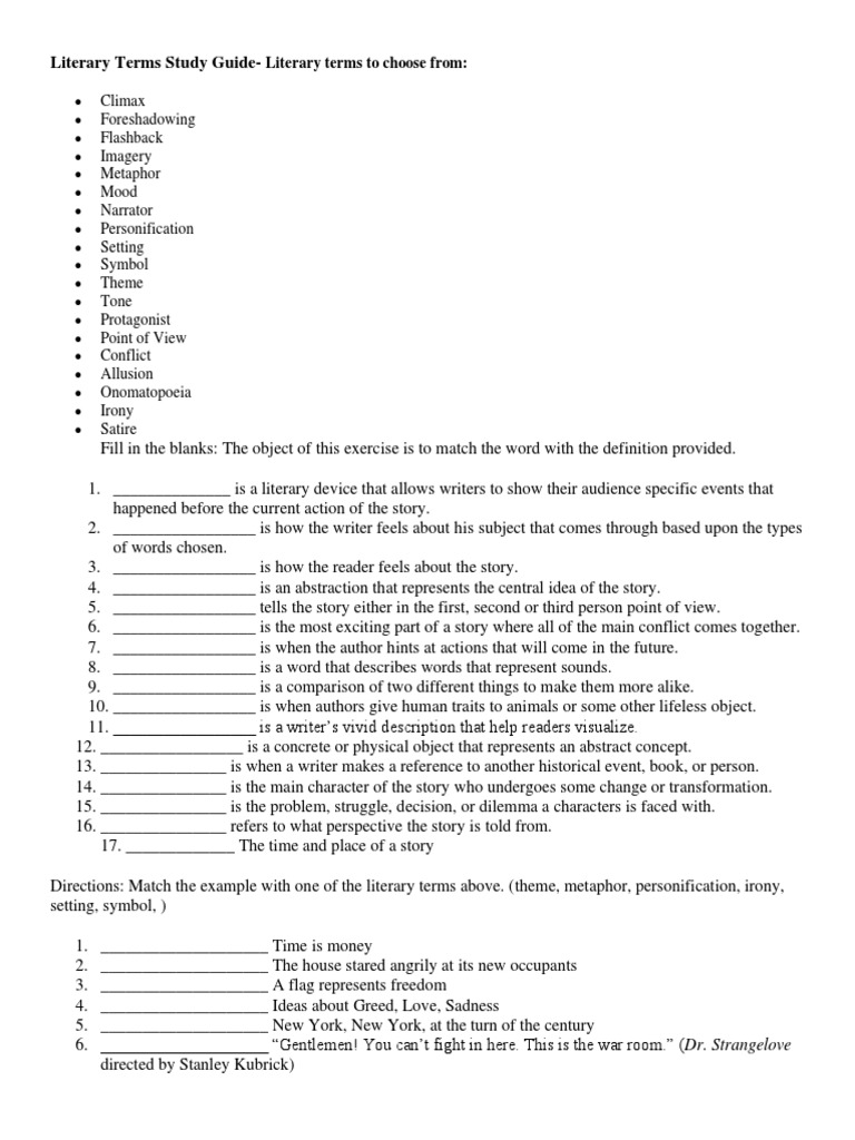 Literary Terms Study Guide | PDF | Narration