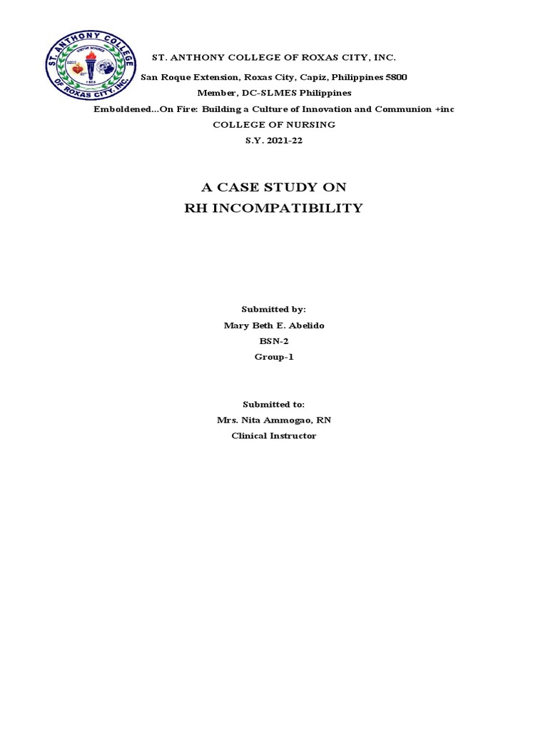Case Study on Rh Incompatibility | PDF | Blood Type | Anatomy