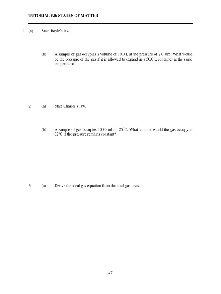 CHAPTER 5 - STATES OF MATTER (S) Edit20152016 | PDF | Gases | Phase ...