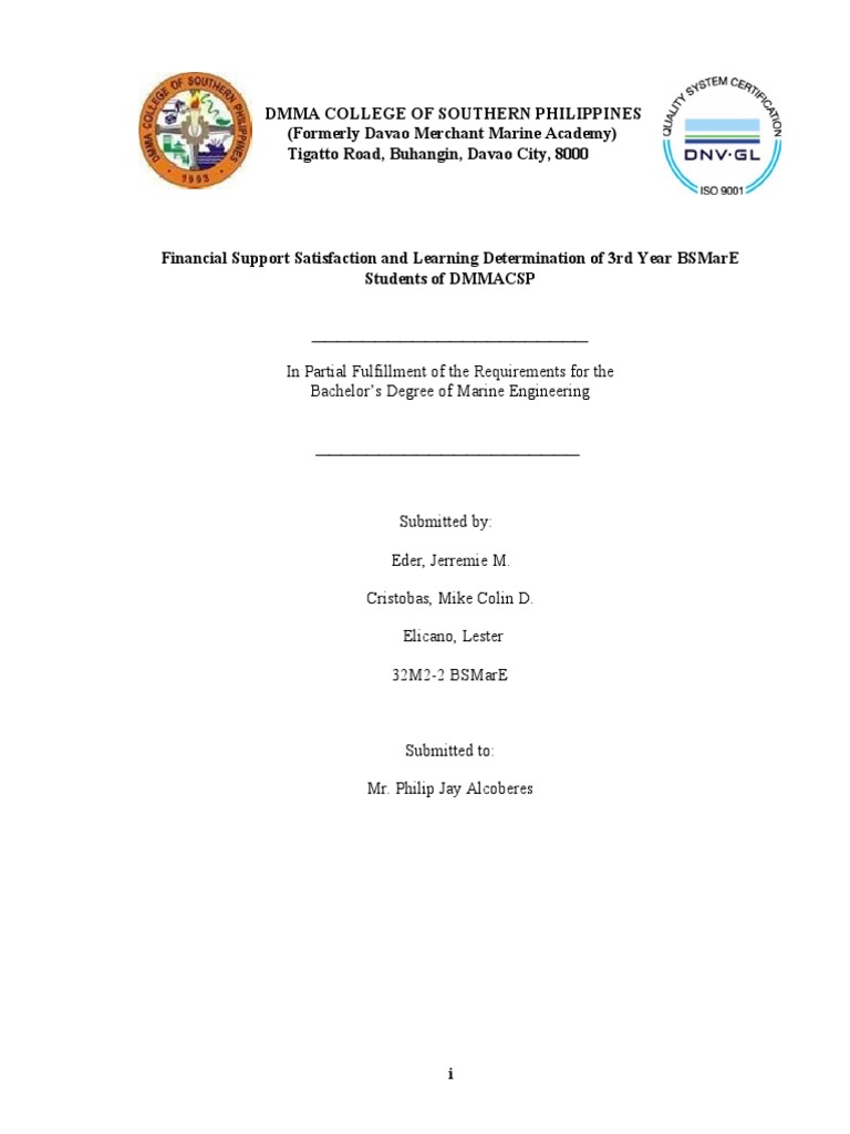 Assessing the Relationship between Financial Support Satisfaction and ...