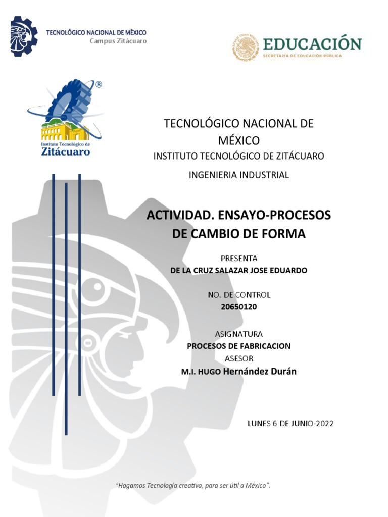 Ensayo - Procesos de Cambio de Forma | PDF | Hierro fundido | Acero