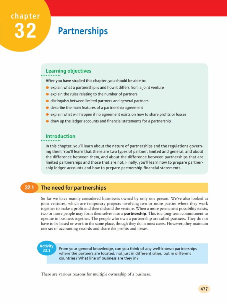 Topic 1 Wood Bk1 Chapter 32 Partnerships | PDF | Partnership | Limited ...