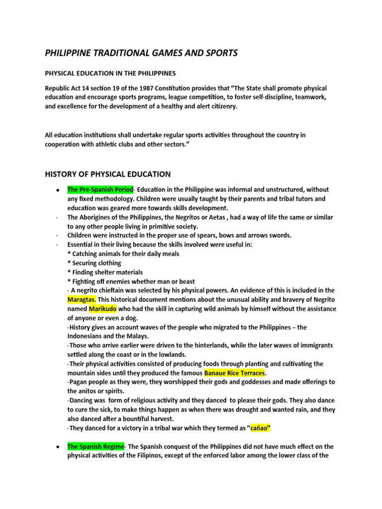 Philippine Traditional Games and Sports | PDF | Philippines