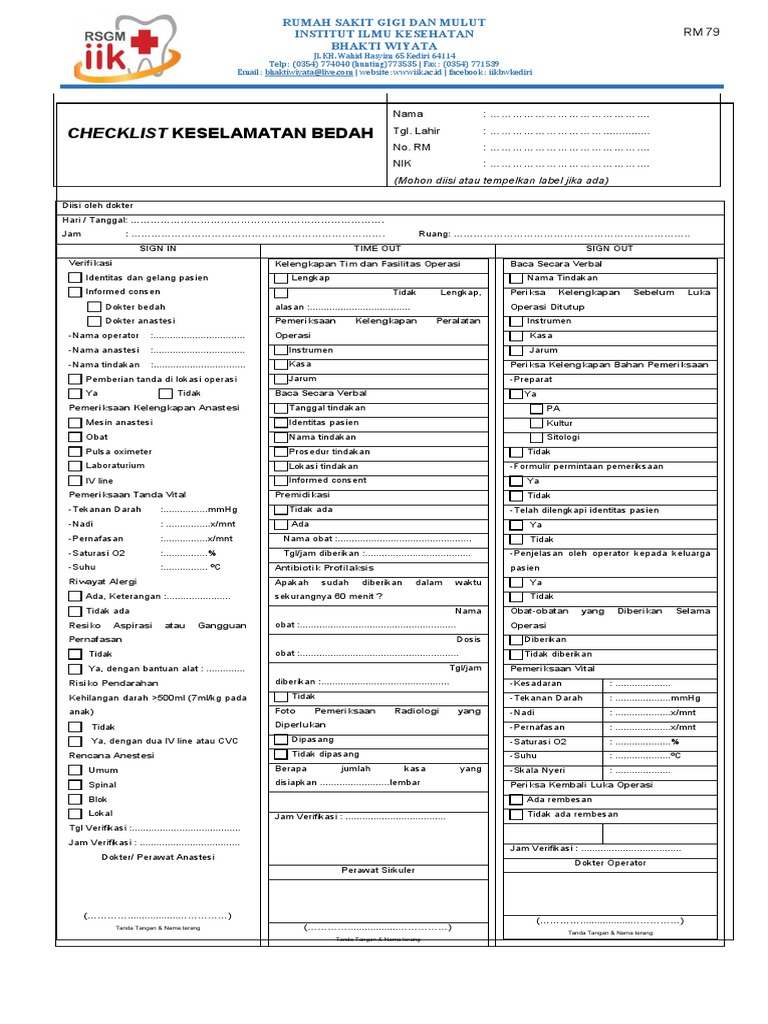 NO.8 Checklist Keselamatan Bedah | PDF