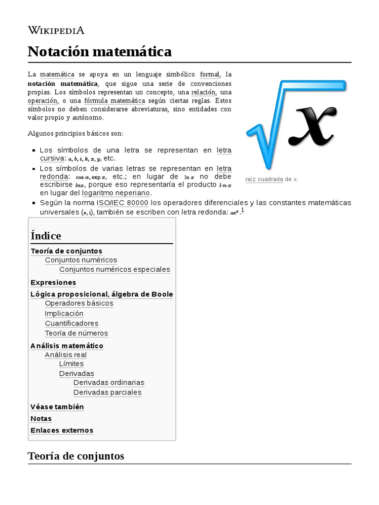 Notación Matemática | PDF | Notación Matemática | Matemáticas