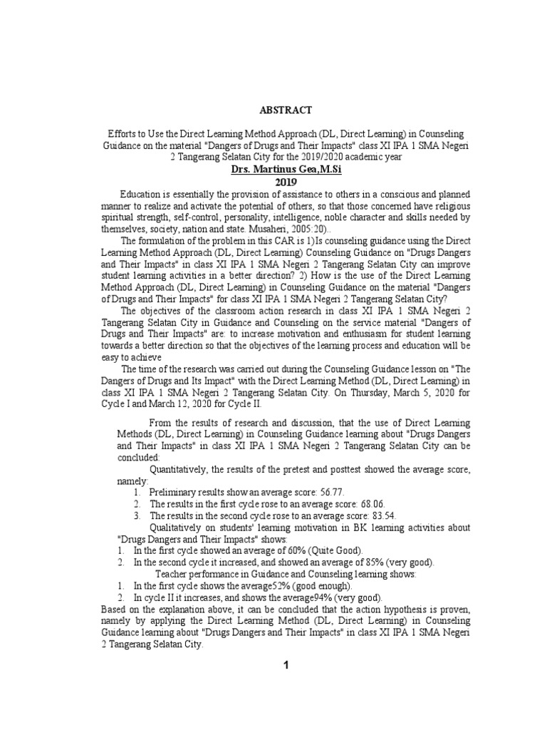 Drs. Martinus Gea, M.Si 2019 | PDF | Teaching Method | Teachers