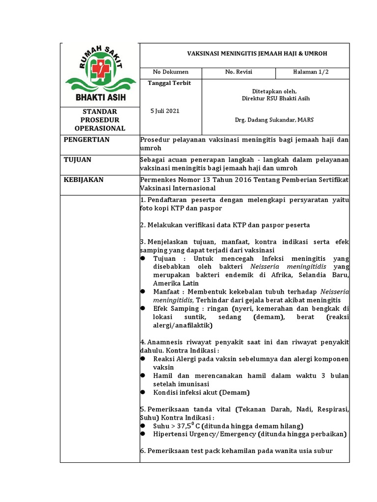Spo Vaksin Meningitis & Icv | PDF