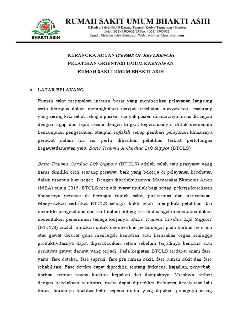 Tor Pelatihan BTCLS | PDF