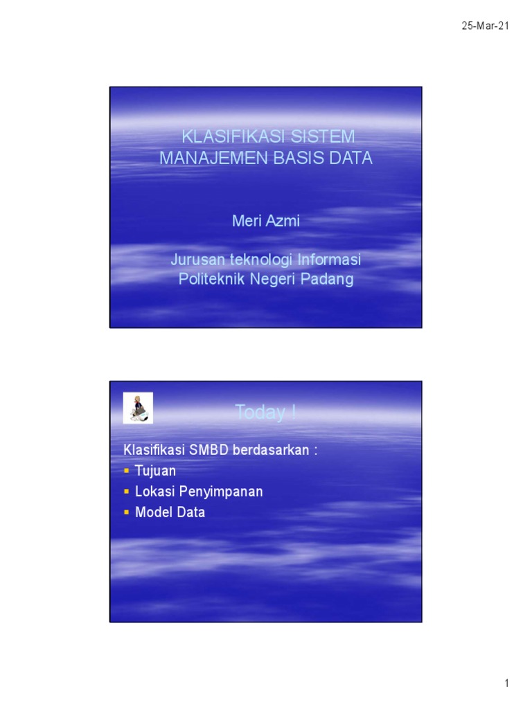 Klasifikasi Sistem Basis Data | PDF