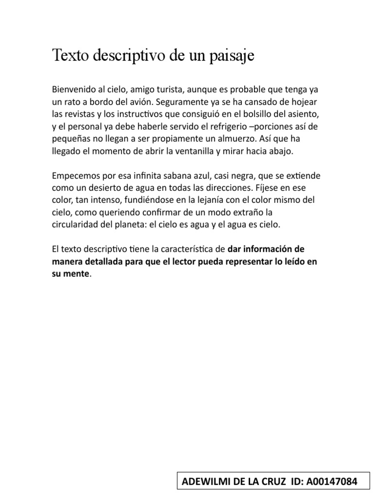 Texto Descriptivo de Un Paisaje | PDF