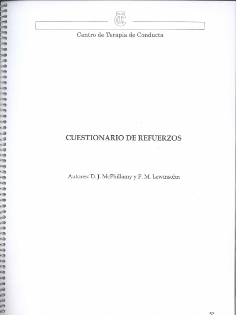 Cuestionario de Refuerzos - McPhillamy y Lewinsohn | PDF
