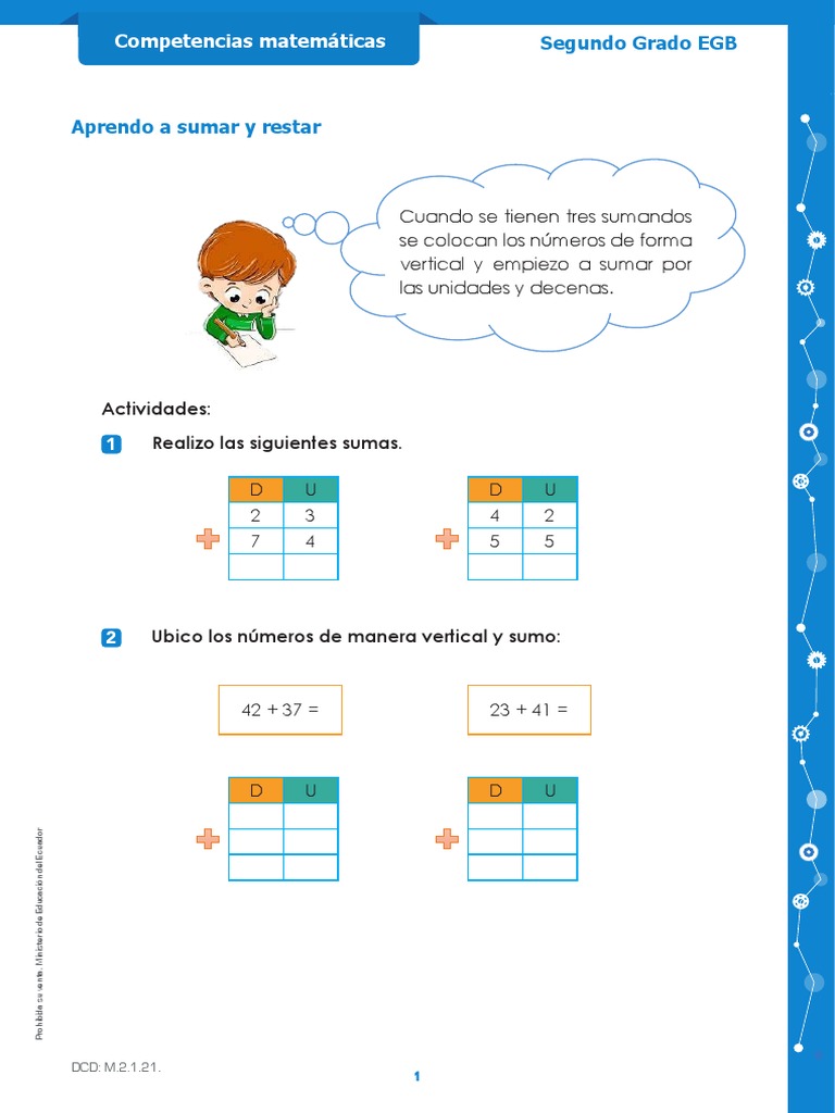 Ficha Pedagogica Aprendo A Sumar y Restar | PDF