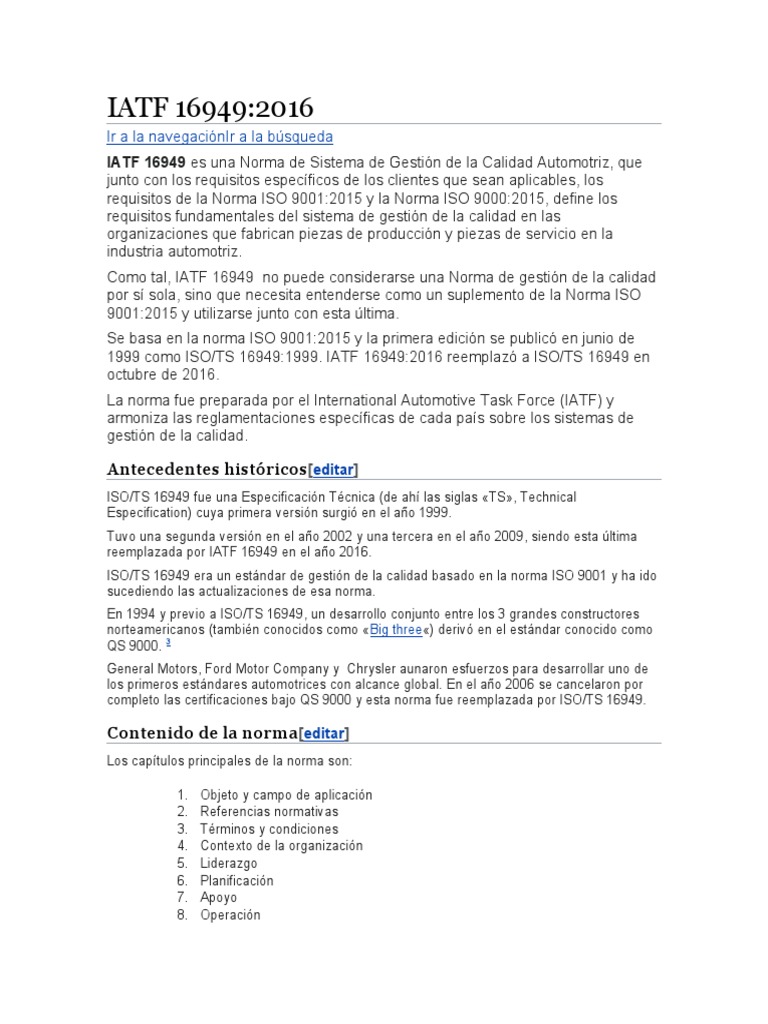 Iatf 16949 | PDF | Gestión de la calidad | Organización internacional ...